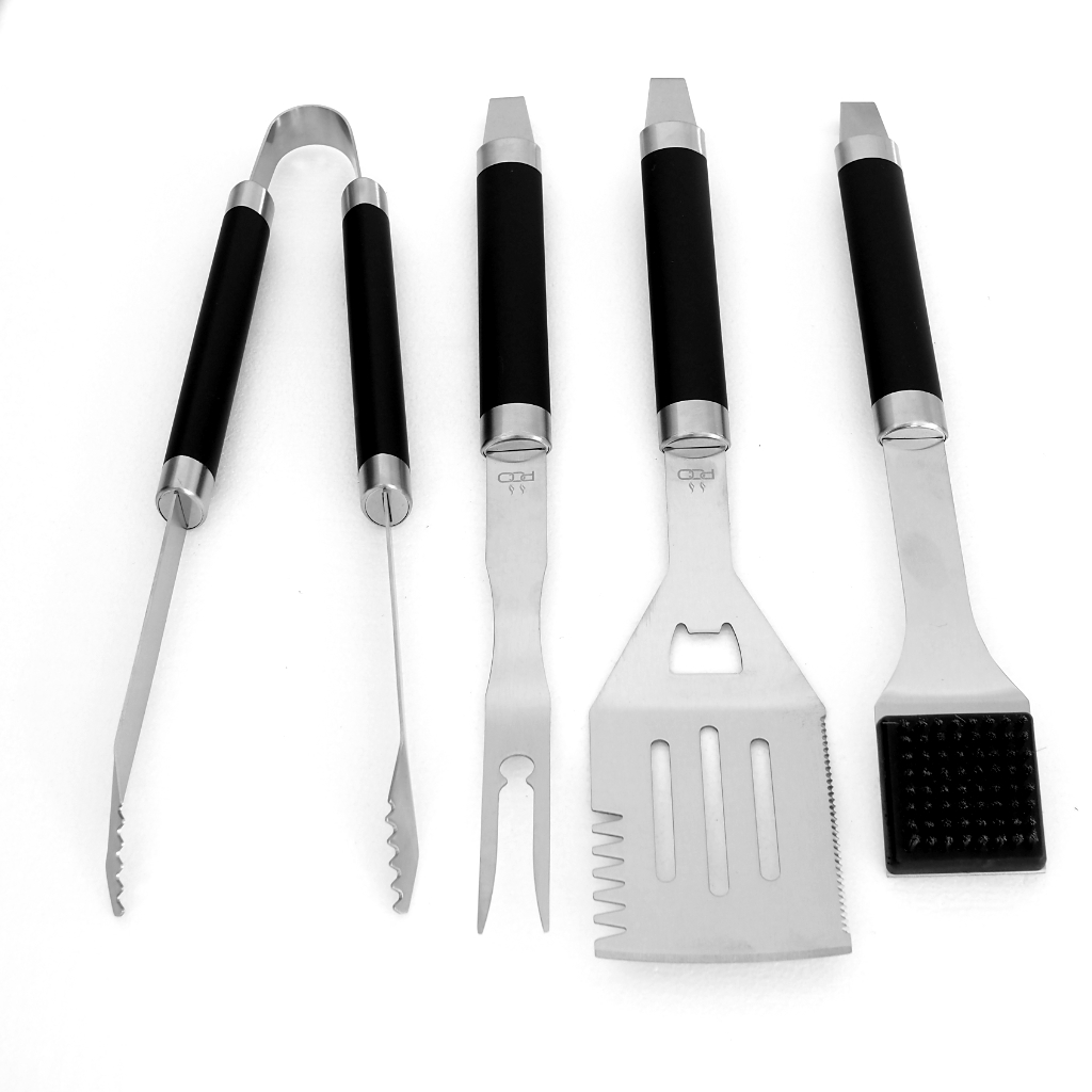Edelstahl Grillbesteck Vierteilig PCO Professional Grills